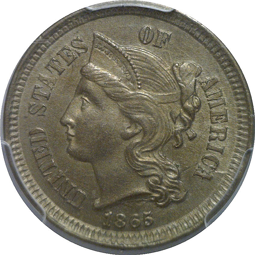 1865 Nickel Three Cent PCGS MS-62 - Coast to Coast Coins & Currency ...