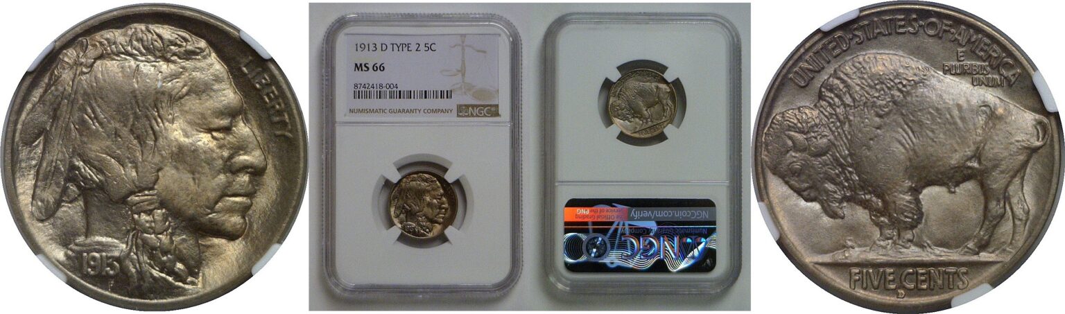 1913-D T-2 Buffalo Nickel NGC MS-66 - Coast to Coast Coins & Currency ...